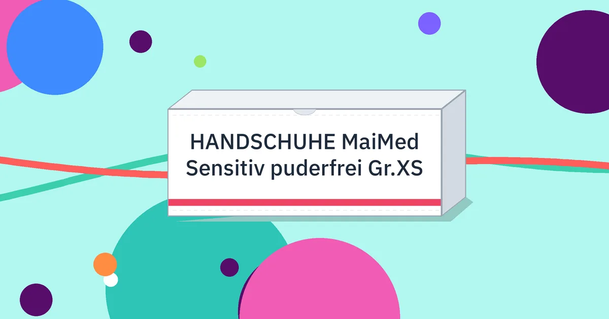 Symbolbild: Packung mit der Aufschrift HANDSCHUHE MaiMed Sensitiv puderfrei Gr.XS (PZN 01603769) – Verfügbarkeit und Bezug in Apotheken in Frankfurt am Main