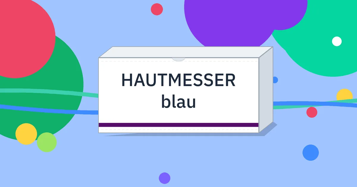 Symbolbild: Packung mit der Aufschrift HAUTMESSER blau (PZN 01516869) – Verfügbarkeit und Bezug in Apotheken in Frankfurt am Main