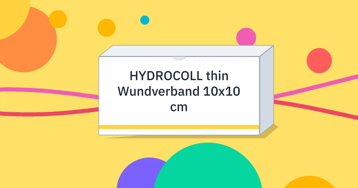 Symbolbild: Packung mit der Aufschrift HYDROCOLL thin Wundverband 10x10 cm (PZN 18152590) – Verfügbarkeit und Bezug in Apotheken in Frankfurt am Main