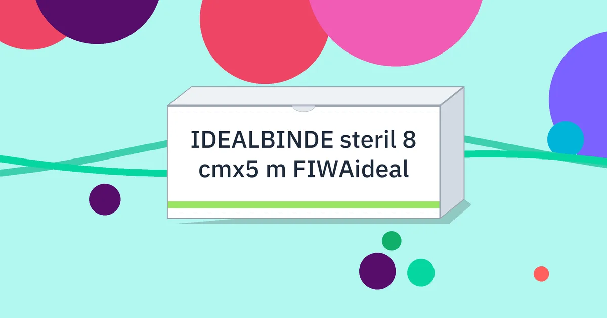 Symbolbild: Packung mit der Aufschrift IDEALBINDE steril 8 cmx5 m FIWAideal (PZN 11860125) – Verfügbarkeit und Bezug in Apotheken in Frankfurt am Main