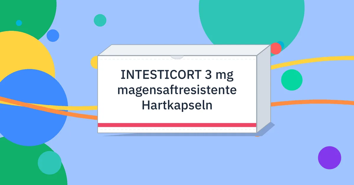 Symbolbild: Packung mit der Aufschrift INTESTICORT 3 mg magensaftresistente Hartkapseln (PZN 16869148) – Verfügbarkeit und Bezug in Apotheken in Frankfurt am Main