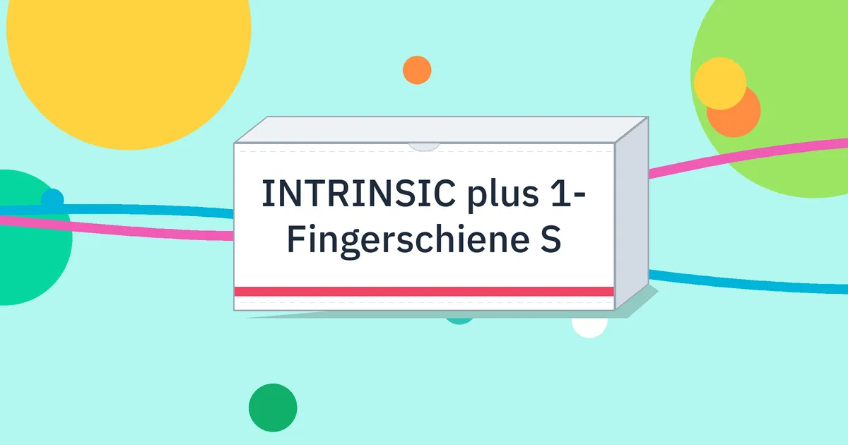 Symbolbild: Packung mit der Aufschrift INTRINSIC plus 1-Fingerschiene S (PZN 16836858) – Verfügbarkeit und Bezug in Apotheken in Frankfurt am Main