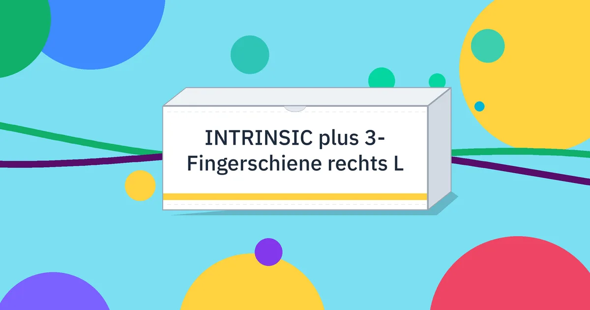 Symbolbild: Packung mit der Aufschrift INTRINSIC plus 3-Fingerschiene rechts L (PZN 16837964) – Verfügbarkeit und Bezug in Apotheken in Frankfurt am Main