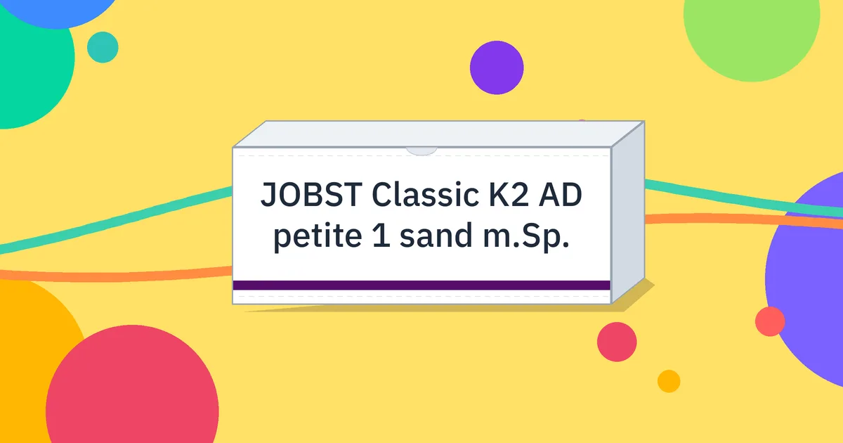 Symbolbild: Packung mit der Aufschrift JOBST Classic K2 AD petite 1 sand m.Sp. (PZN 11269633) – Verfügbarkeit und Bezug in Apotheken in Frankfurt am Main
