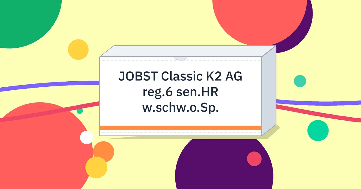 Symbolbild: Packung mit der Aufschrift JOBST Classic K2 AG reg.6 sen.HR w.schw.o.Sp. (PZN 17960690) – Verfügbarkeit und Bezug in Apotheken in Frankfurt am Main