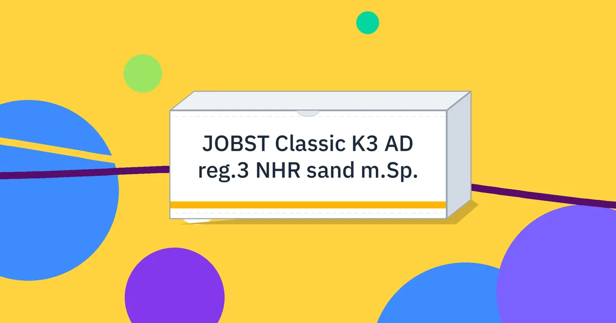 Symbolbild: Packung mit der Aufschrift JOBST Classic K3 AD reg.3 NHR sand m.Sp. (PZN 13070781) – Verfügbarkeit und Bezug in Apotheken in Frankfurt am Main