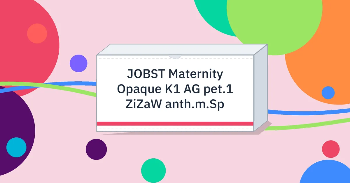 Symbolbild: Packung mit der Aufschrift JOBST Maternity Opaque K1 AG pet.1 ZiZaW anth.m.Sp (PZN 15855078) – Verfügbarkeit und Bezug in Apotheken in Frankfurt am Main