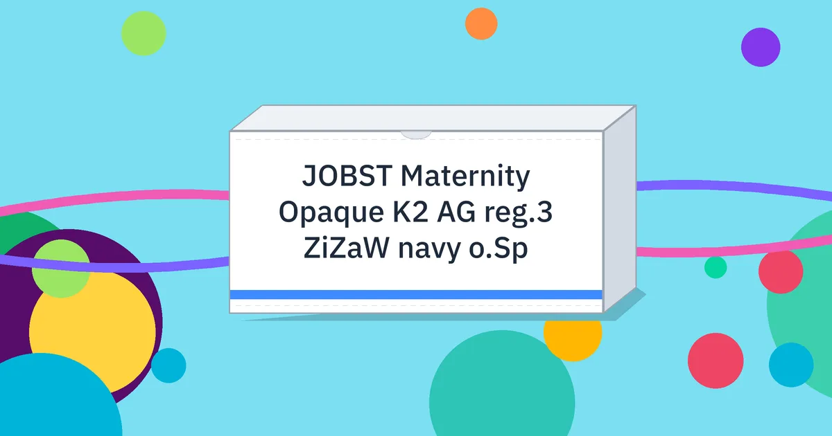 Symbolbild: Packung mit der Aufschrift JOBST Maternity Opaque K2 AG reg.3 ZiZaW navy o.Sp (PZN 15860607) – Verfügbarkeit und Bezug in Apotheken in Frankfurt am Main