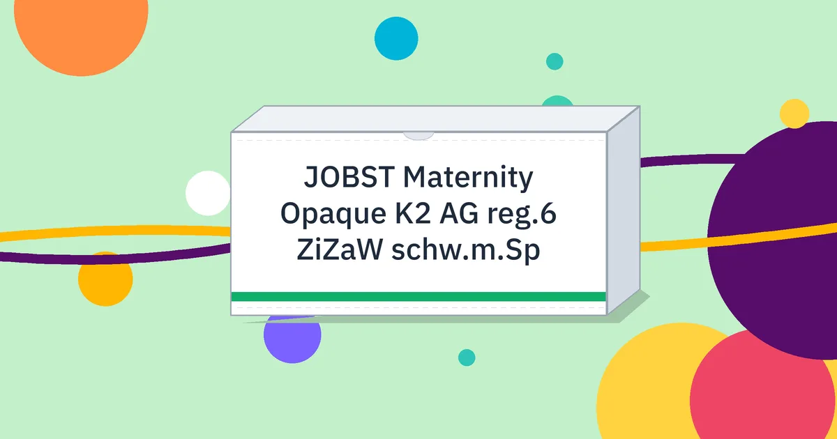 Symbolbild: Packung mit der Aufschrift JOBST Maternity Opaque K2 AG reg.6 ZiZaW schw.m.Sp (PZN 15853671) – Verfügbarkeit und Bezug in Apotheken in Frankfurt am Main