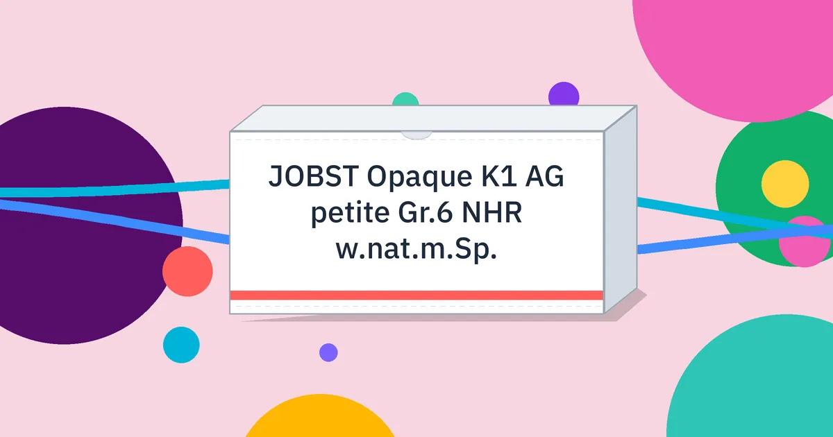 Symbolbild: Packung mit der Aufschrift JOBST Opaque K1 AG petite Gr.6 NHR w.nat.m.Sp. (PZN 13085096) – Verfügbarkeit und Bezug in Apotheken in Frankfurt am Main