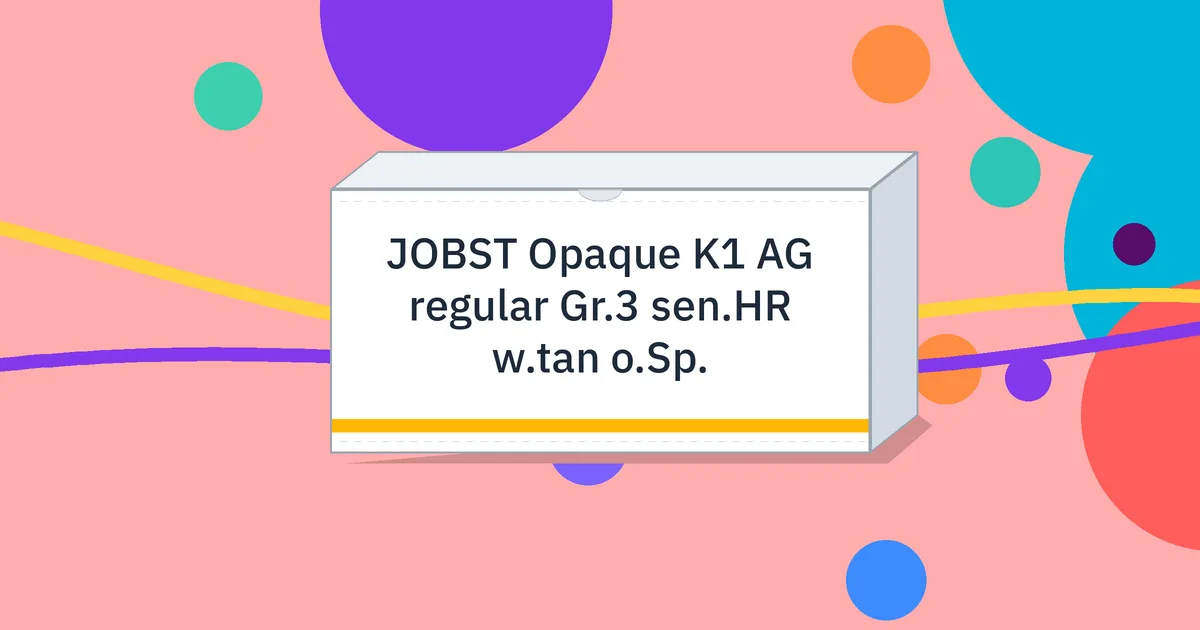 Symbolbild: Packung mit der Aufschrift JOBST Opaque K1 AG regular Gr.3 sen.HR w.tan o.Sp. (PZN 16266757) – Verfügbarkeit und Bezug in Apotheken in Frankfurt am Main