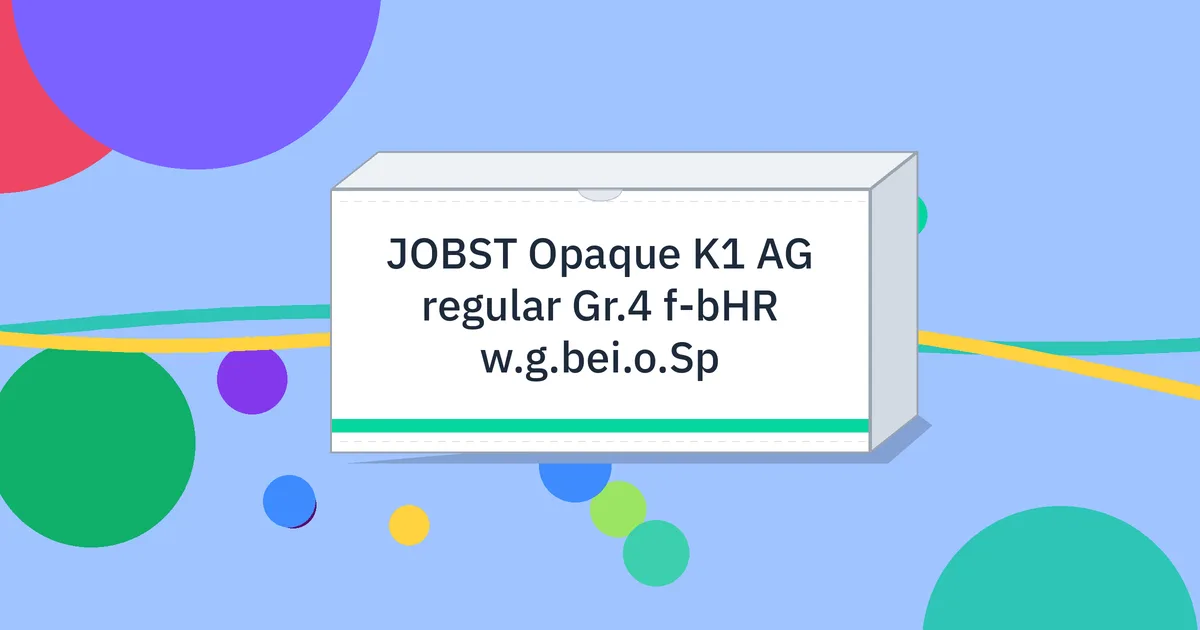 Symbolbild: Packung mit der Aufschrift JOBST Opaque K1 AG regular Gr.4 f-bHR w.g.bei.o.Sp (PZN 16265580) – Verfügbarkeit und Bezug in Apotheken in Frankfurt am Main