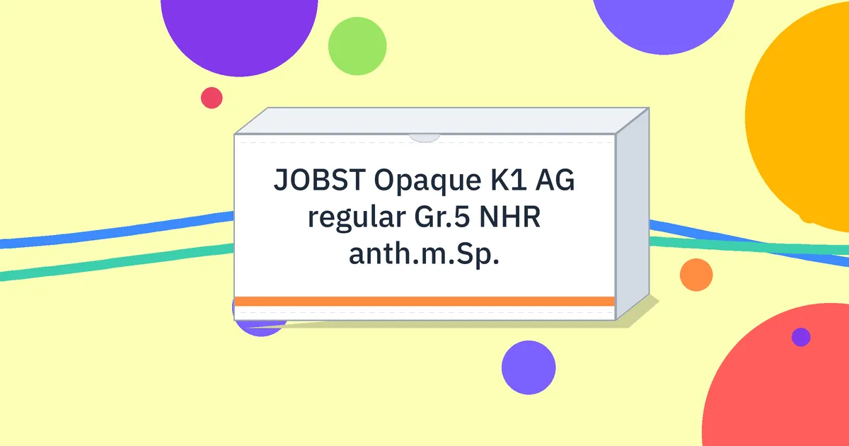 Symbolbild: Packung mit der Aufschrift JOBST Opaque K1 AG regular Gr.5 NHR anth.m.Sp. (PZN 16264787) – Verfügbarkeit und Bezug in Apotheken in Frankfurt am Main