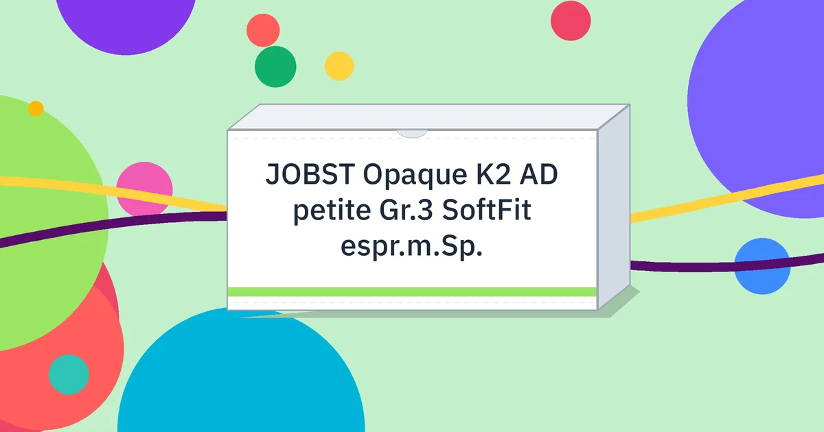 Symbolbild: Packung mit der Aufschrift JOBST Opaque K2 AD petite Gr.3 SoftFit espr.m.Sp. (PZN 16279369) – Verfügbarkeit und Bezug in Apotheken in Frankfurt am Main