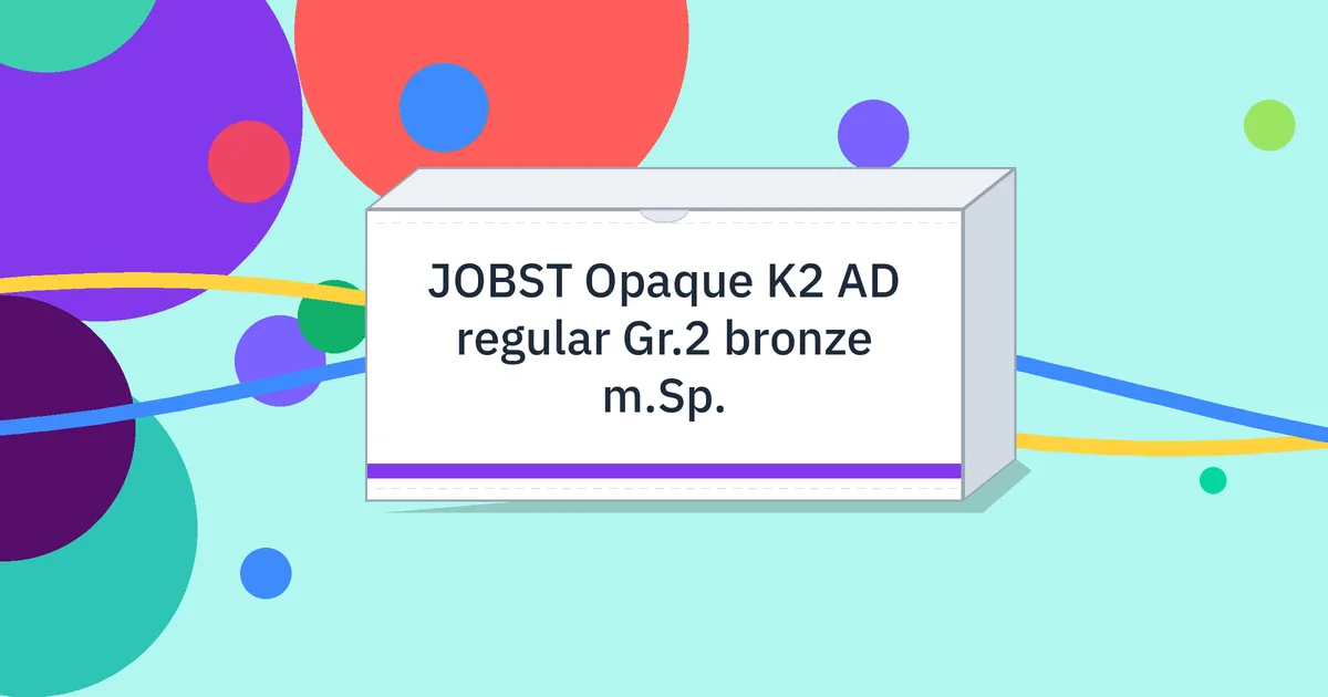 Symbolbild: Packung mit der Aufschrift JOBST Opaque K2 AD regular Gr.2 bronze m.Sp. (PZN 13110121) – Verfügbarkeit und Bezug in Apotheken in Frankfurt am Main