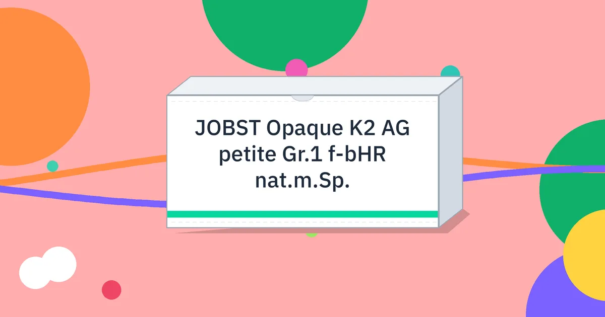 Symbolbild: Packung mit der Aufschrift JOBST Opaque K2 AG petite Gr.1 f-bHR nat.m.Sp. (PZN 11254933) – Verfügbarkeit und Bezug in Apotheken in Frankfurt am Main