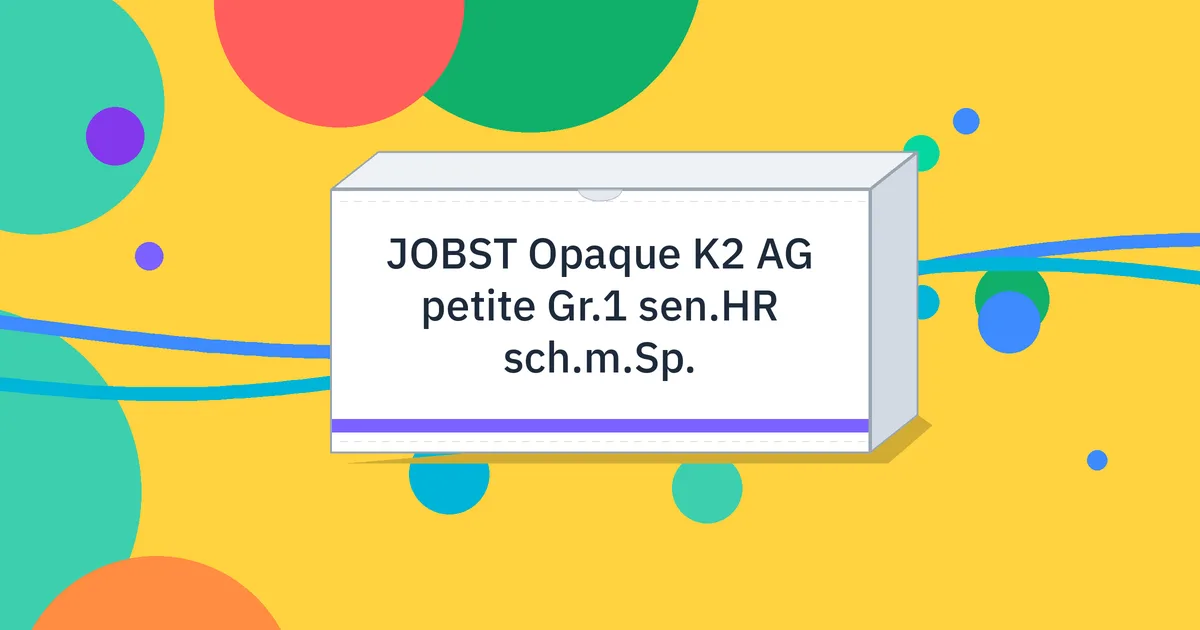 Symbolbild: Packung mit der Aufschrift JOBST Opaque K2 AG petite Gr.1 sen.HR sch.m.Sp. (PZN 12142952) – Verfügbarkeit und Bezug in Apotheken in Frankfurt am Main