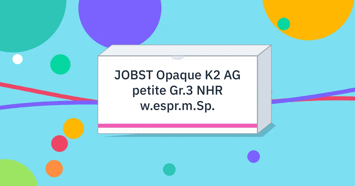 Symbolbild: Packung mit der Aufschrift JOBST Opaque K2 AG petite Gr.3 NHR w.espr.m.Sp. (PZN 16285849) – Verfügbarkeit und Bezug in Apotheken in Frankfurt am Main