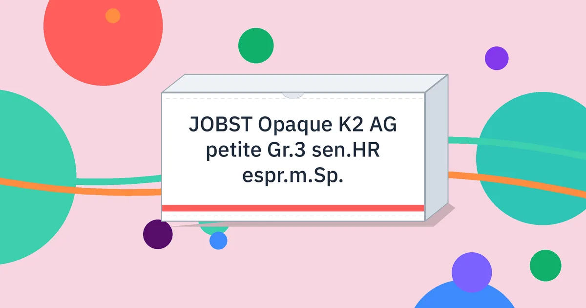 Symbolbild: Packung mit der Aufschrift JOBST Opaque K2 AG petite Gr.3 sen.HR espr.m.Sp. (PZN 16285921) – Verfügbarkeit und Bezug in Apotheken in Frankfurt am Main