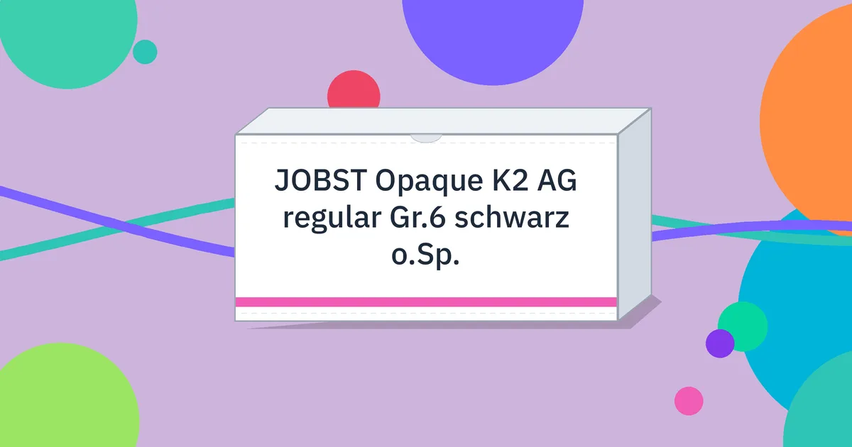 Symbolbild: Packung mit der Aufschrift JOBST Opaque K2 AG regular Gr.6 schwarz o.Sp. (PZN 13113415) – Verfügbarkeit und Bezug in Apotheken in Frankfurt am Main