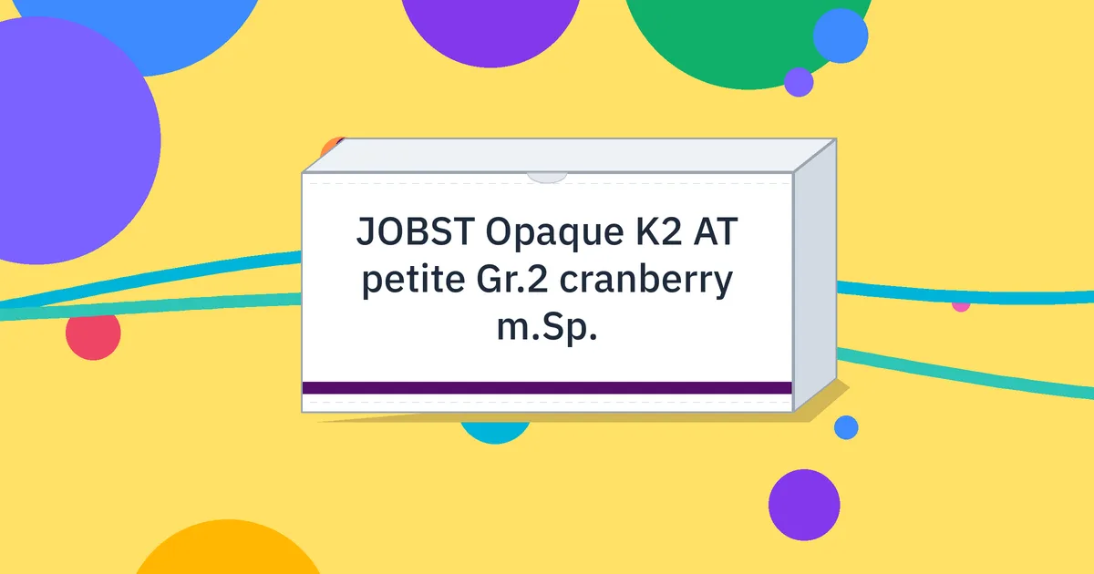Symbolbild: Packung mit der Aufschrift JOBST Opaque K2 AT petite Gr.2 cranberry m.Sp. (PZN 13119441) – Verfügbarkeit und Bezug in Apotheken in Frankfurt am Main