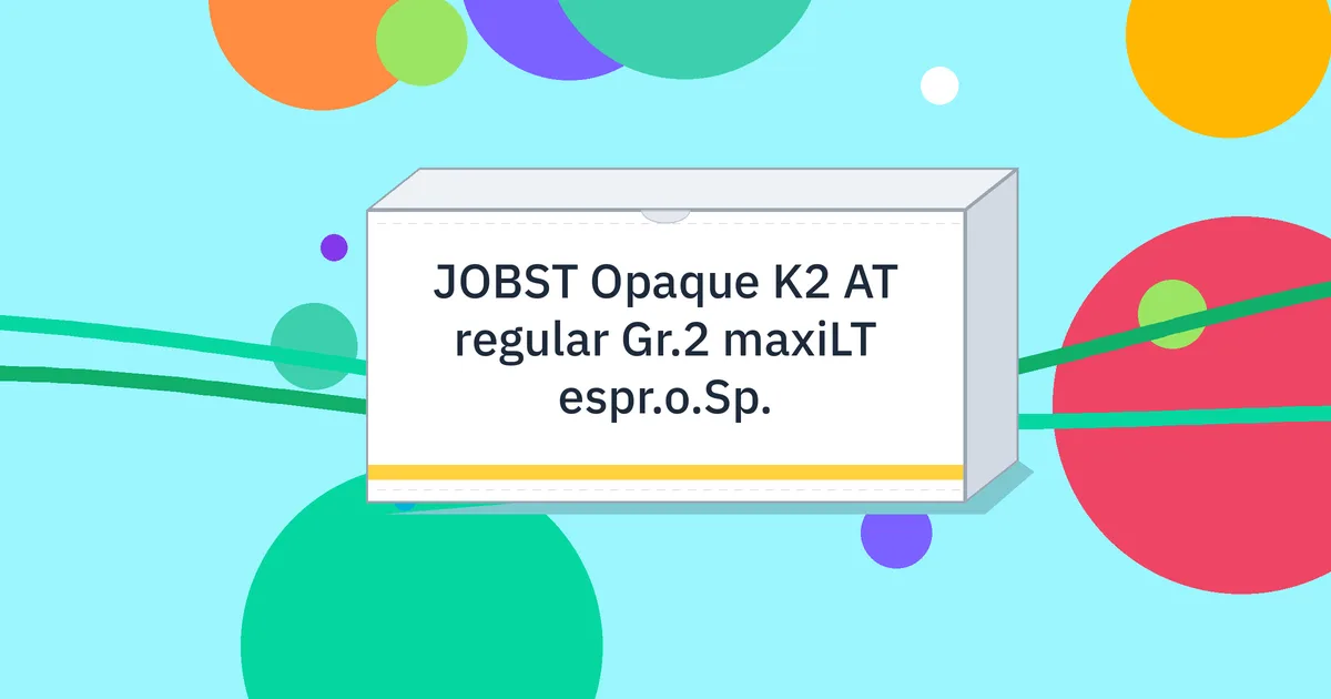 Symbolbild: Packung mit der Aufschrift JOBST Opaque K2 AT regular Gr.2 maxiLT espr.o.Sp. (PZN 16290069) – Verfügbarkeit und Bezug in Apotheken in Frankfurt am Main