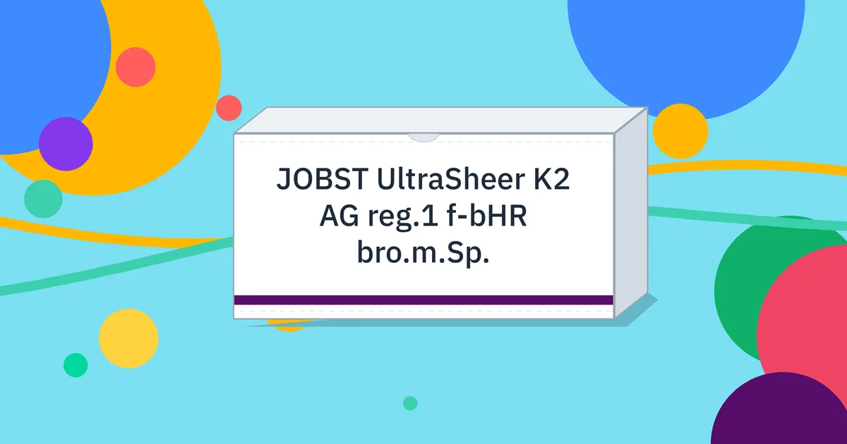 Symbolbild: Packung mit der Aufschrift JOBST UltraSheer K2 AG reg.1 f-bHR bro.m.Sp. (PZN 13144350) – Verfügbarkeit und Bezug in Apotheken in Frankfurt am Main