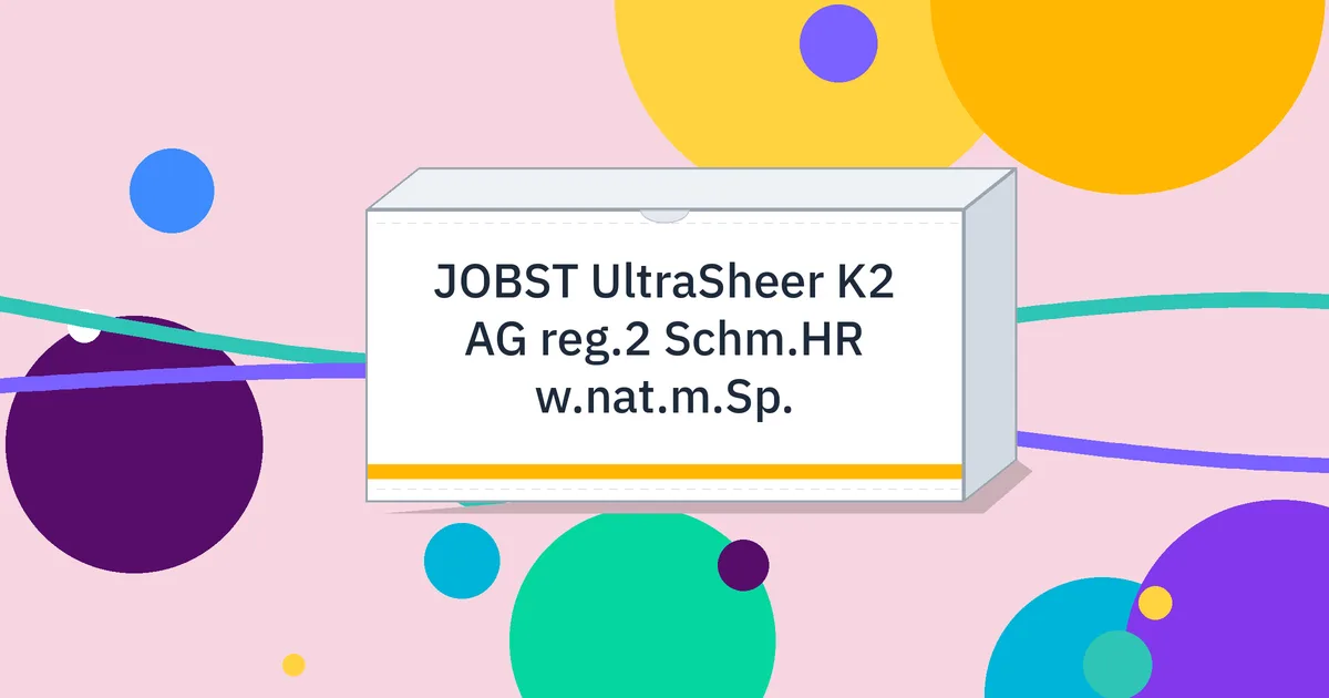 Symbolbild: Packung mit der Aufschrift JOBST UltraSheer K2 AG reg.2 Schm.HR w.nat.m.Sp. (PZN 11261502) – Verfügbarkeit und Bezug in Apotheken in Frankfurt am Main