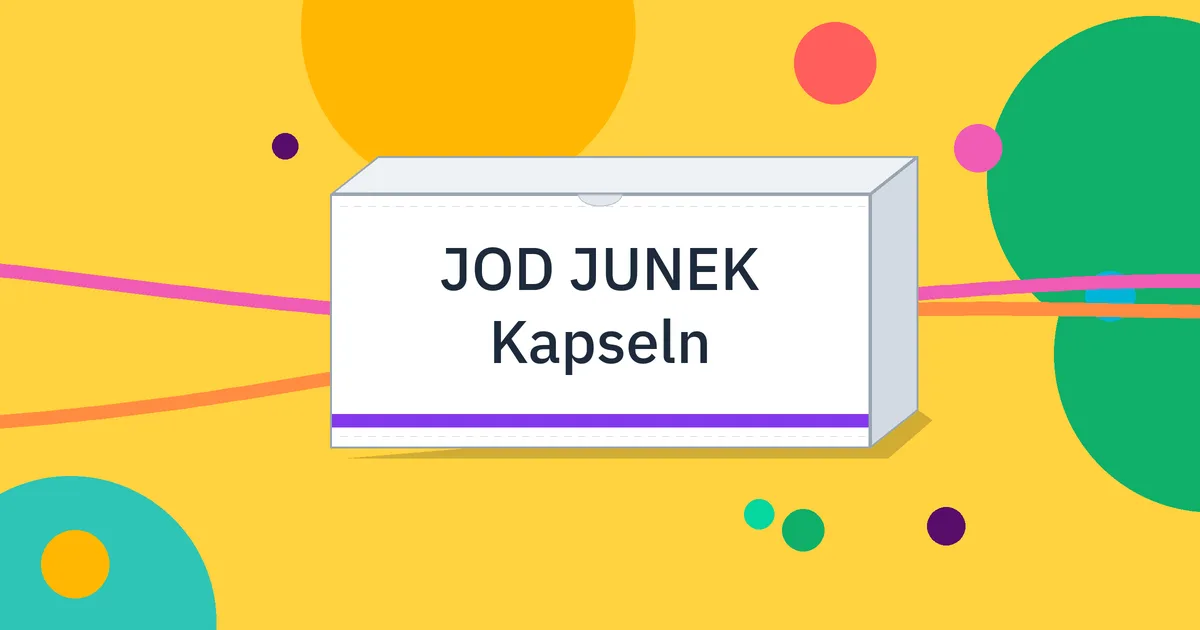 Symbolbild: Packung mit der Aufschrift JOD JUNEK Kapseln (PZN 01105669) – Verfügbarkeit und Bezug in Apotheken in Frankfurt am Main