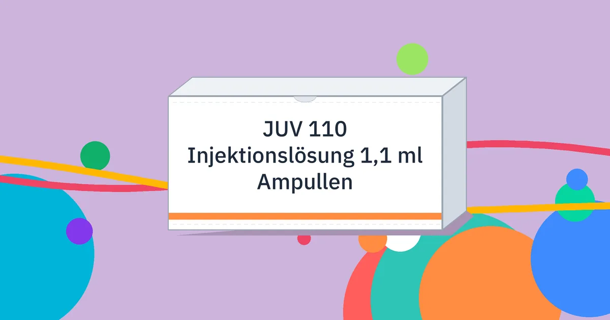 Symbolbild: Packung mit der Aufschrift JUV 110 Injektionslösung 1,1 ml Ampullen (PZN 01082537) – Verfügbarkeit und Bezug in Apotheken in Frankfurt am Main