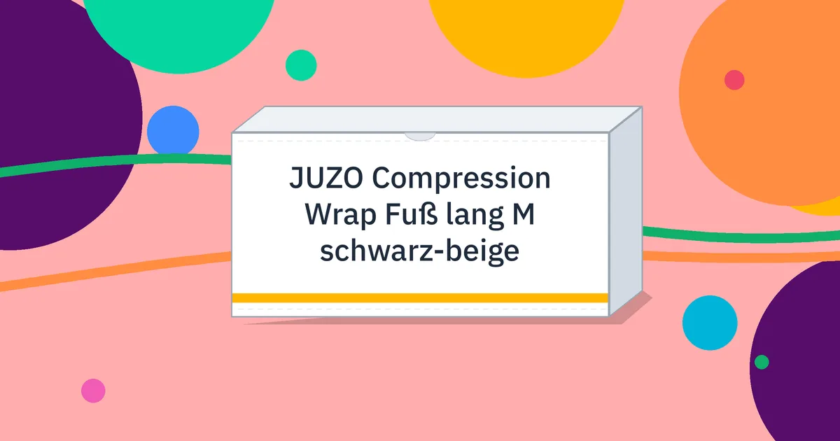 Symbolbild: Packung mit der Aufschrift JUZO Compression Wrap Fuß lang M schwarz-beige (PZN 16582398) – Verfügbarkeit und Bezug in Apotheken in Frankfurt am Main