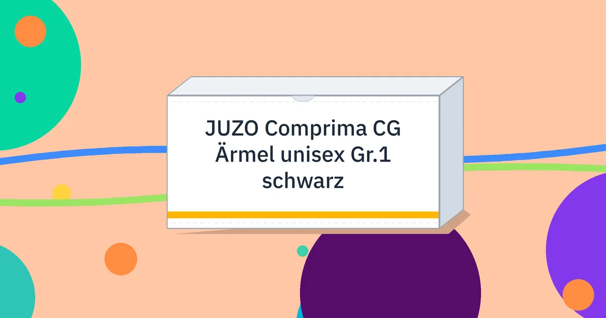 Symbolbild: Packung mit der Aufschrift JUZO Comprima CG Ärmel unisex Gr.1 schwarz (PZN 20781761) – Verfügbarkeit und Bezug in Apotheken in Frankfurt am Main