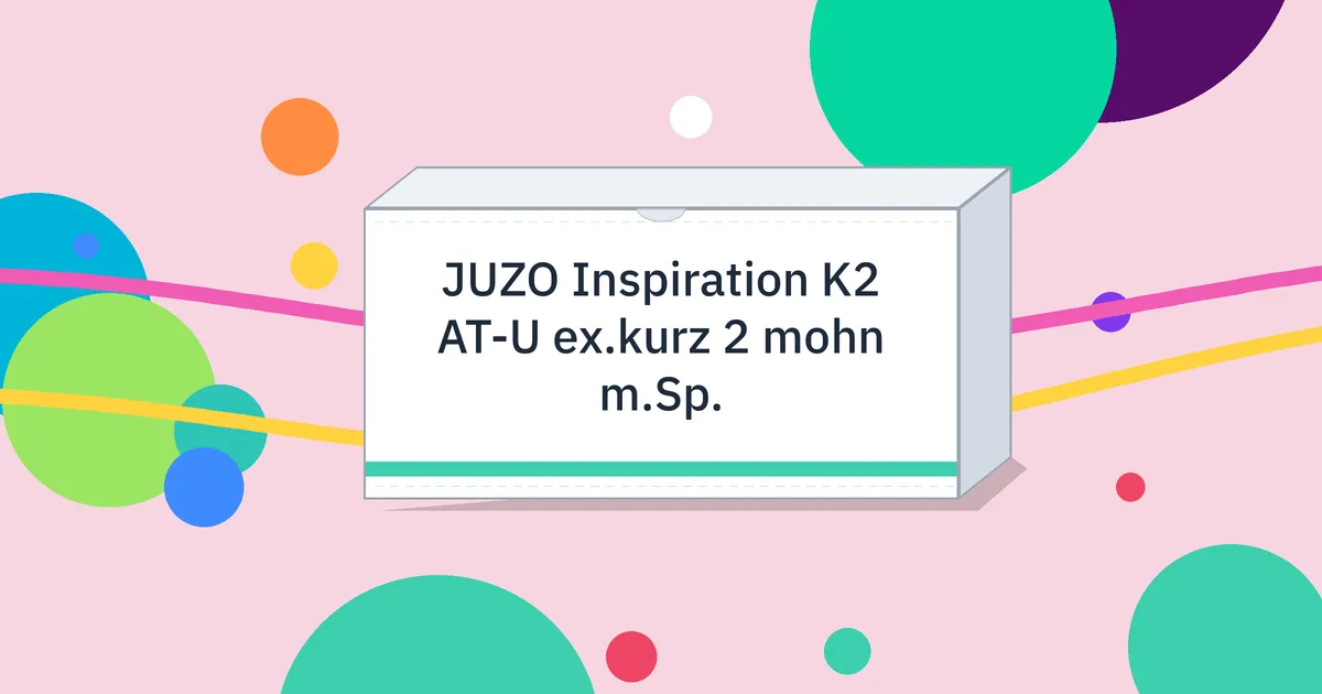 Symbolbild: Packung mit der Aufschrift JUZO Inspiration K2 AT-U ex.kurz 2 mohn m.Sp. (PZN 14929975) – Verfügbarkeit und Bezug in Apotheken in Frankfurt am Main