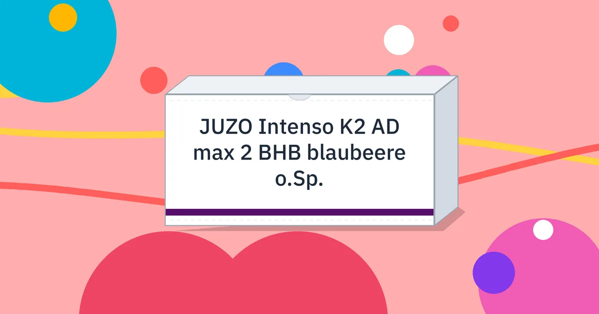 Symbolbild: Packung mit der Aufschrift JUZO Intenso K2 AD max 2 BHB blaubeere o.Sp. (PZN 18626869) – Verfügbarkeit und Bezug in Apotheken in Frankfurt am Main