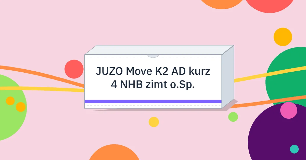 Symbolbild: Packung mit der Aufschrift JUZO Move K2 AD kurz 4 NHB zimt o.Sp. (PZN 18509394) – Verfügbarkeit und Bezug in Apotheken in Frankfurt am Main