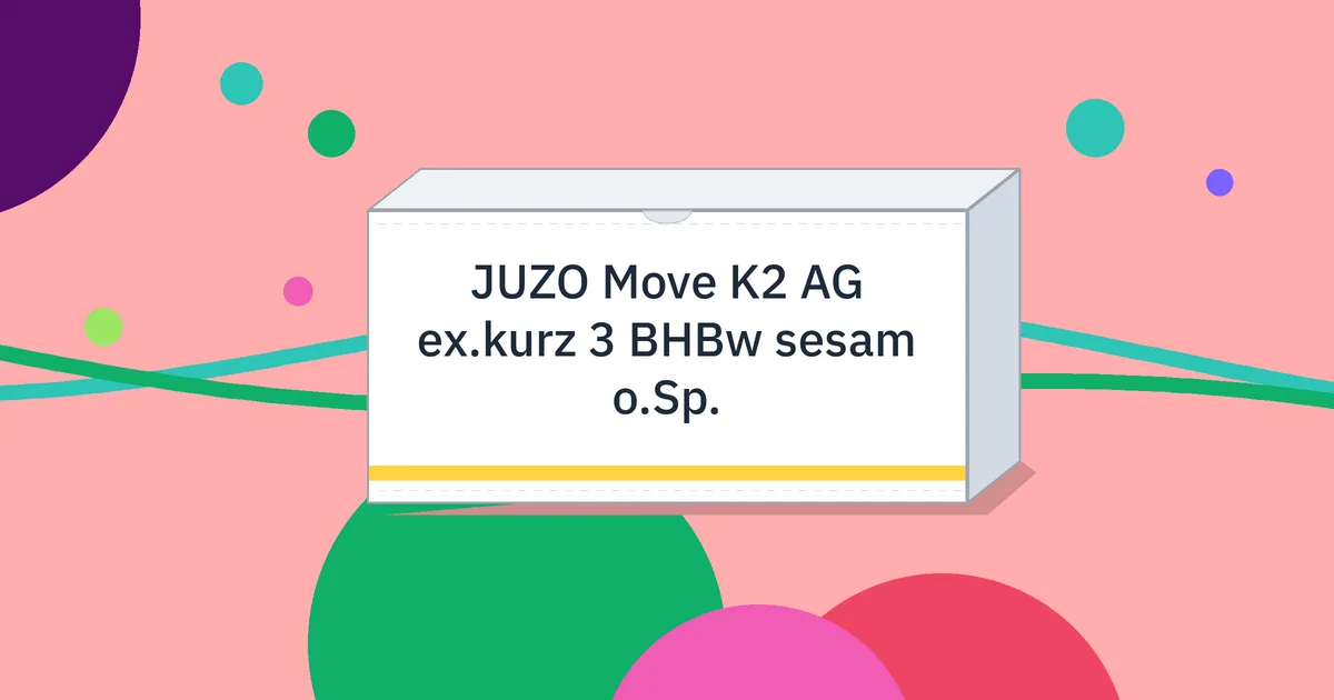 Symbolbild: Packung mit der Aufschrift JUZO Move K2 AG ex.kurz 3 BHBw sesam o.Sp. (PZN 18534340) – Verfügbarkeit und Bezug in Apotheken in Frankfurt am Main