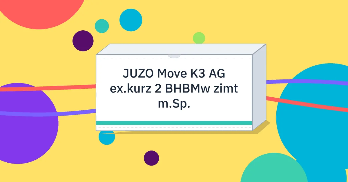 Symbolbild: Packung mit der Aufschrift JUZO Move K3 AG ex.kurz 2 BHBMw zimt m.Sp. (PZN 18584177) – Verfügbarkeit und Bezug in Apotheken in Frankfurt am Main