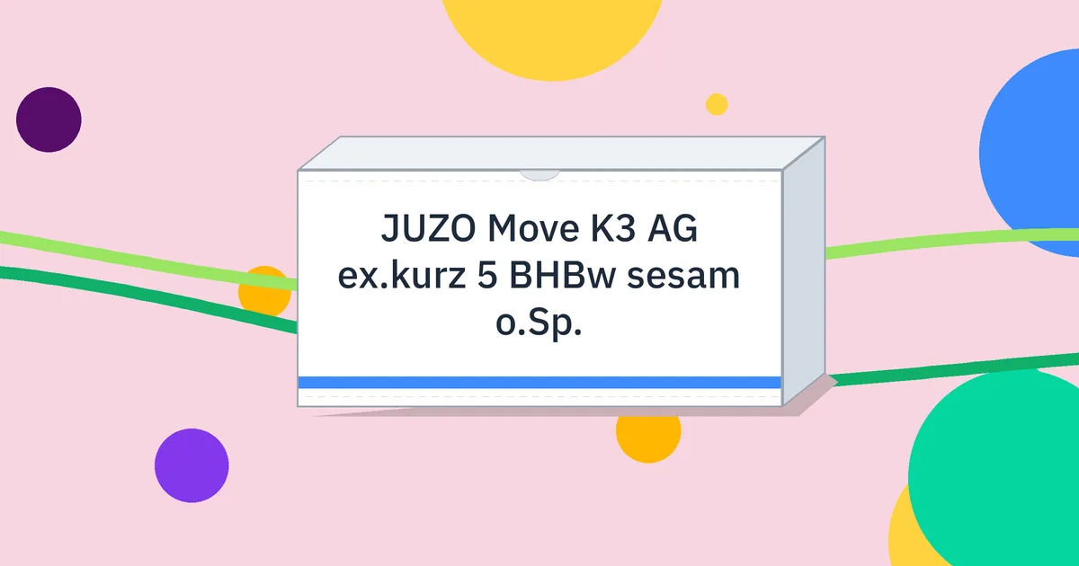 Symbolbild: Packung mit der Aufschrift JUZO Move K3 AG ex.kurz 5 BHBw sesam o.Sp. (PZN 18585863) – Verfügbarkeit und Bezug in Apotheken in Frankfurt am Main