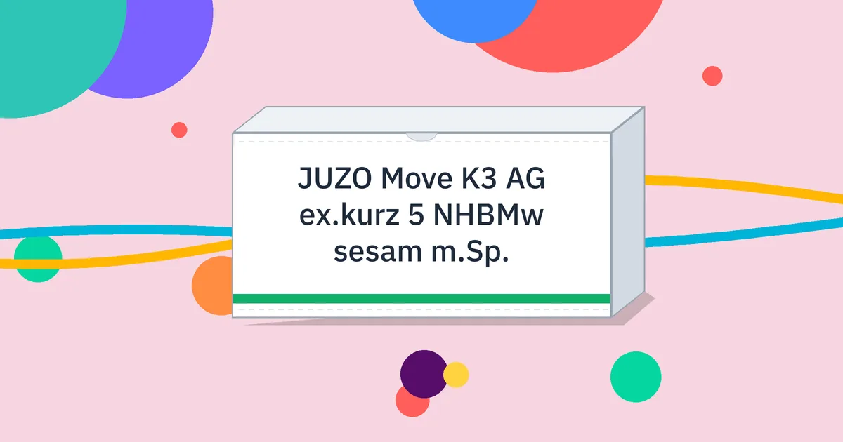 Symbolbild: Packung mit der Aufschrift JUZO Move K3 AG ex.kurz 5 NHBMw sesam m.Sp. (PZN 18582959) – Verfügbarkeit und Bezug in Apotheken in Frankfurt am Main