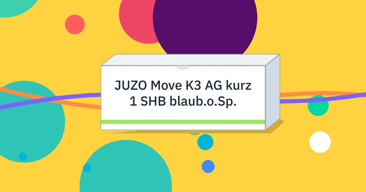 Symbolbild: Packung mit der Aufschrift JUZO Move K3 AG kurz 1 SHB blaub.o.Sp. (PZN 18593153) – Verfügbarkeit und Bezug in Apotheken in Frankfurt am Main