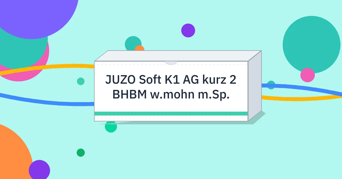 Symbolbild: Packung mit der Aufschrift JUZO Soft K1 AG kurz 2 BHBM w.mohn m.Sp. (PZN 14863785) – Verfügbarkeit und Bezug in Apotheken in Frankfurt am Main