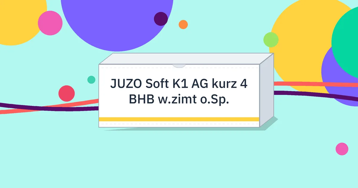 Symbolbild: Packung mit der Aufschrift JUZO Soft K1 AG kurz 4 BHB w.zimt o.Sp. (PZN 14838669) – Verfügbarkeit und Bezug in Apotheken in Frankfurt am Main