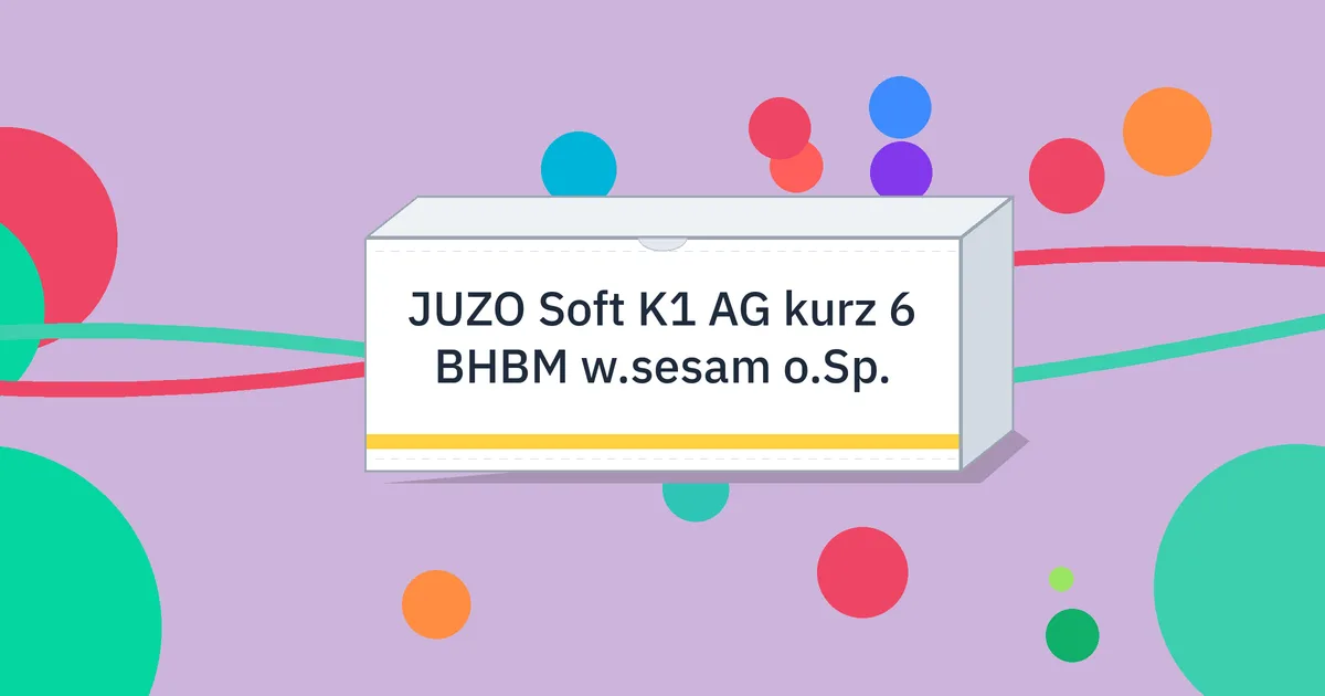 Symbolbild: Packung mit der Aufschrift JUZO Soft K1 AG kurz 6 BHBM w.sesam o.Sp. (PZN 14865525) – Verfügbarkeit und Bezug in Apotheken in Frankfurt am Main