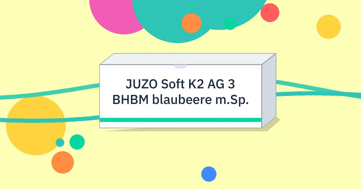 Symbolbild: Packung mit der Aufschrift JUZO Soft K2 AG 3 BHBM blaubeere m.Sp. (PZN 14859051) – Verfügbarkeit und Bezug in Apotheken in Frankfurt am Main