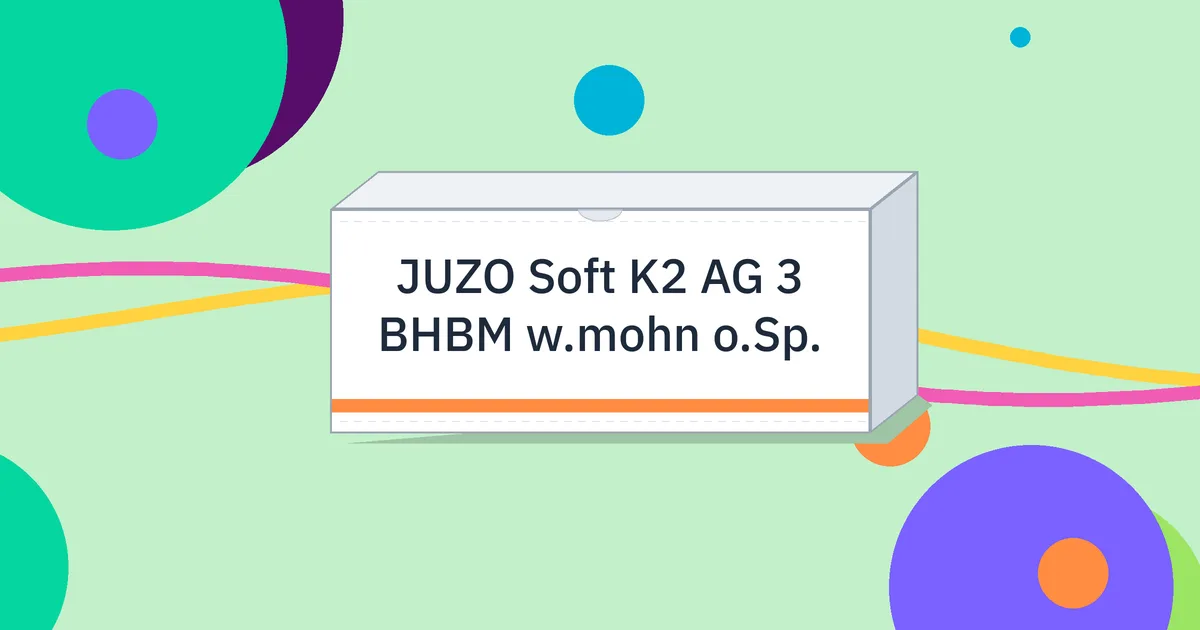 Symbolbild: Packung mit der Aufschrift JUZO Soft K2 AG 3 BHBM w.mohn o.Sp. (PZN 14869061) – Verfügbarkeit und Bezug in Apotheken in Frankfurt am Main
