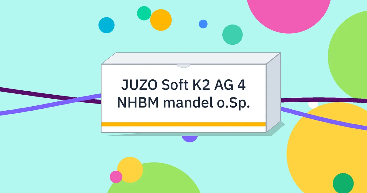 Symbolbild: Packung mit der Aufschrift JUZO Soft K2 AG 4 NHBM mandel o.Sp. (PZN 14997801) – Verfügbarkeit und Bezug in Apotheken in Frankfurt am Main