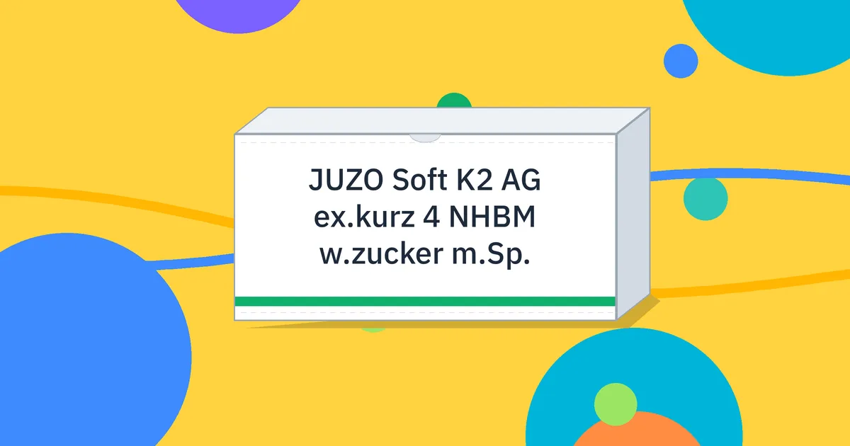 Symbolbild: Packung mit der Aufschrift JUZO Soft K2 AG ex.kurz 4 NHBM w.zucker m.Sp. (PZN 15022533) – Verfügbarkeit und Bezug in Apotheken in Frankfurt am Main