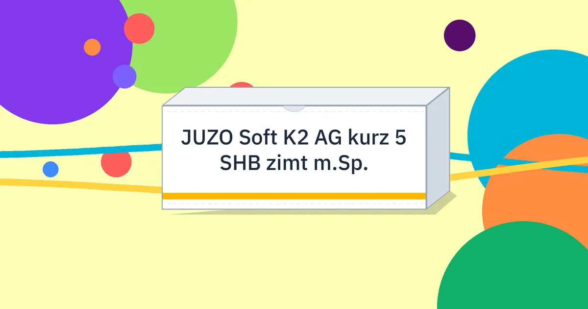 Symbolbild: Packung mit der Aufschrift JUZO Soft K2 AG kurz 5 SHB zimt m.Sp. (PZN 11308327) – Verfügbarkeit und Bezug in Apotheken in Frankfurt am Main