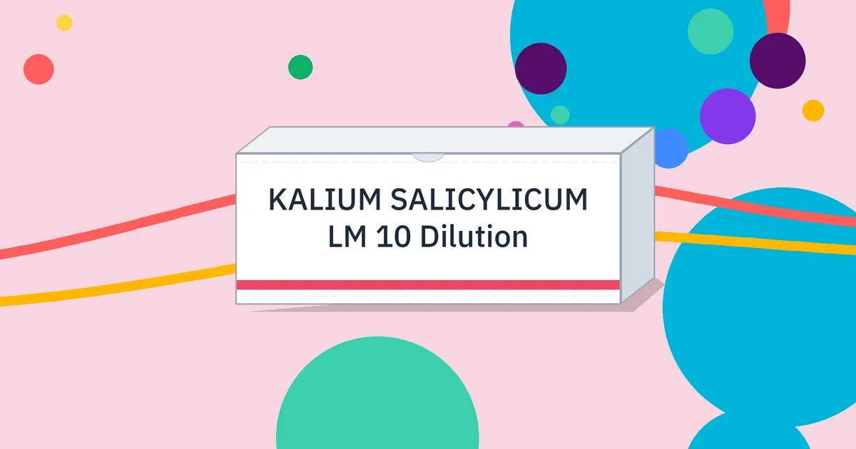 Symbolbild: Packung mit der Aufschrift KALIUM SALICYLICUM LM 10 Dilution (PZN 12925401) – Verfügbarkeit und Bezug in Apotheken in Frankfurt am Main