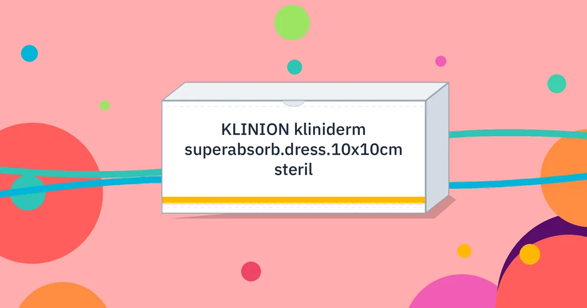 Symbolbild: Packung mit der Aufschrift KLINION kliniderm superabsorb.dress.10x10cm steril (PZN 19808526) – Verfügbarkeit und Bezug in Apotheken in Frankfurt am Main